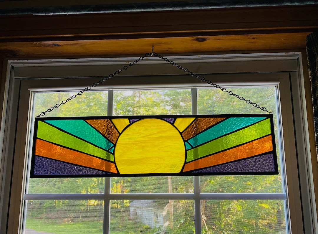 Handcrafted Stained Glass Sun | Abstract Rainbow Sunburst | Colorful ...