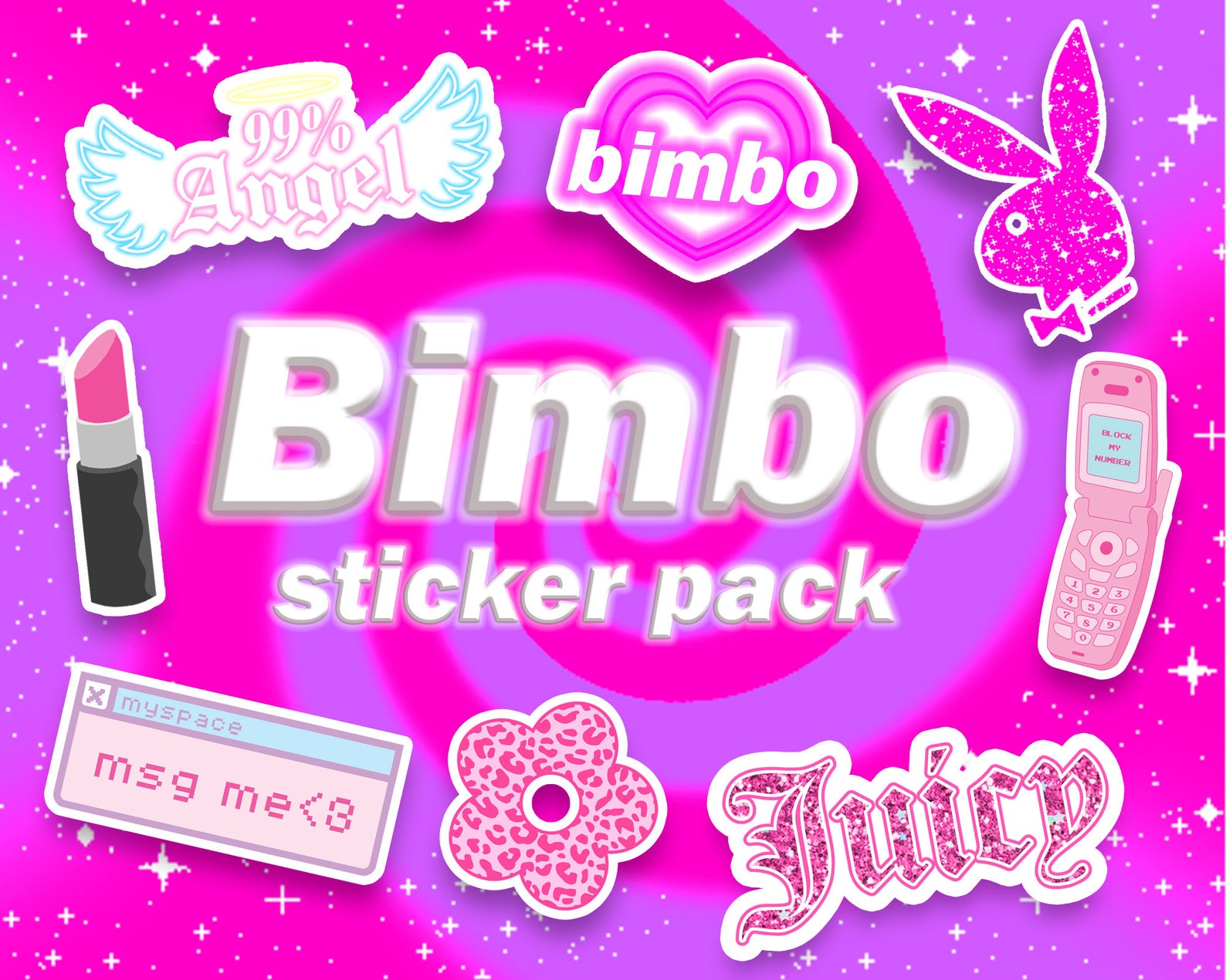 Bimbo Sticker Pack Y2K Pink Girly Bimbocore Stickers - Etsy