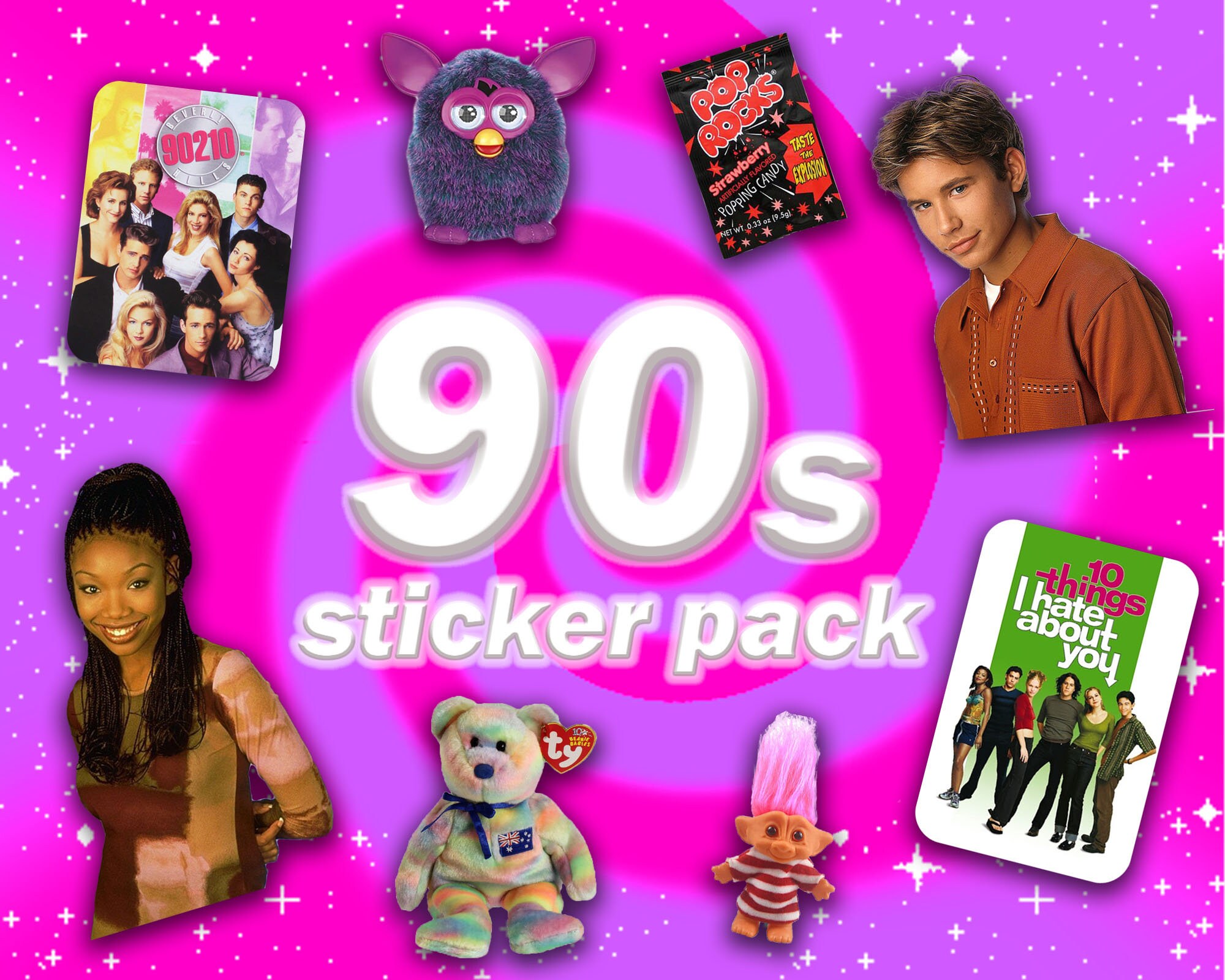 90's Sticker Pack 25pc 1990 Nostalgia Pop Culture Movies | Etsy