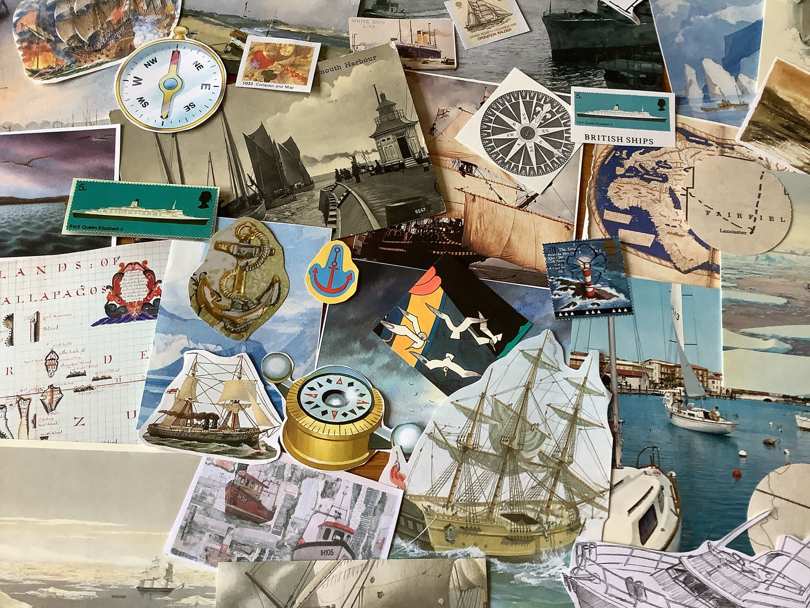Vintage Maritime, Boat, Sailing Theme Paper Ephemera Pack, Junk Journal ...