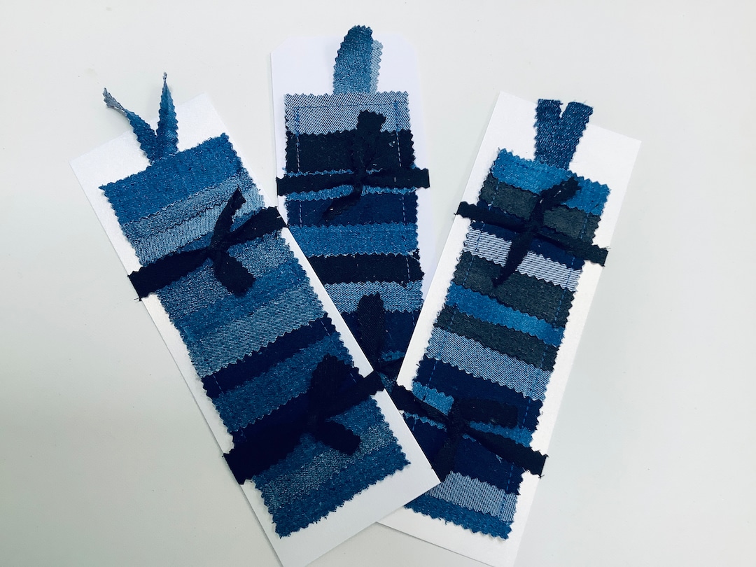 Handmade Denim Bookmarks, Recycled Fabric Remnants, Gift Idea - Etsy