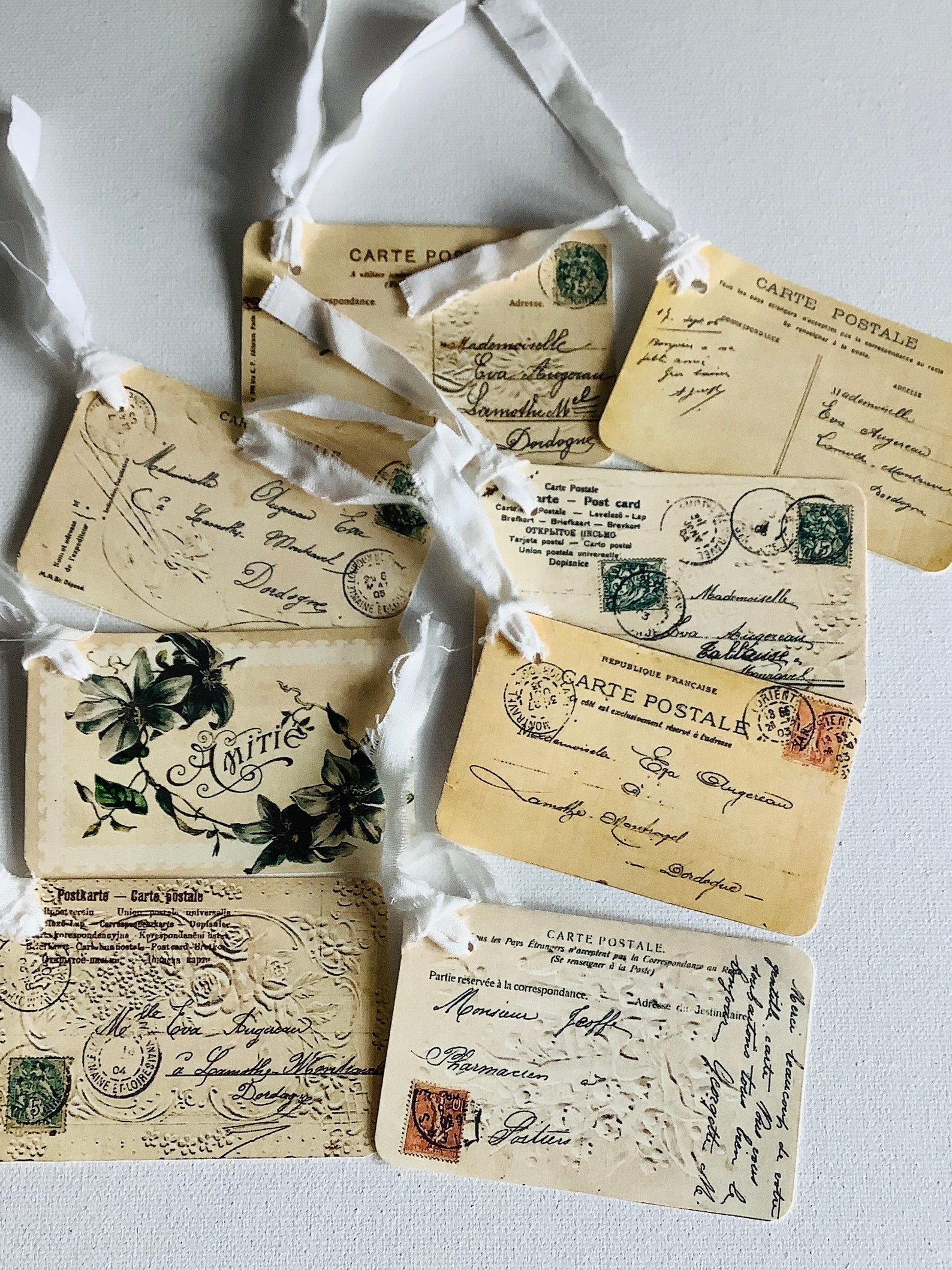 8 X Vintage French Postcard Inspired Gift Tags Journaling - Etsy