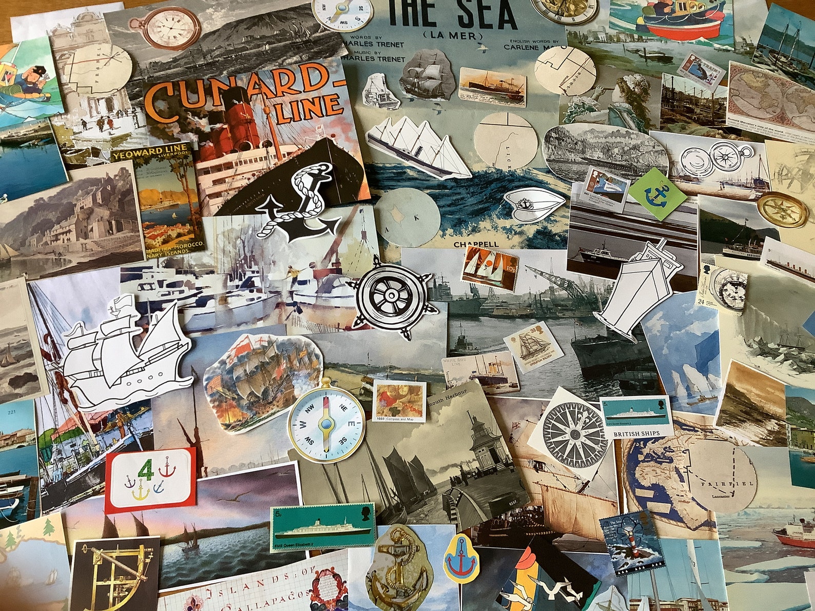 Vintage Maritime, Boat, Sailing Theme Paper Ephemera Pack, Junk Journal ...