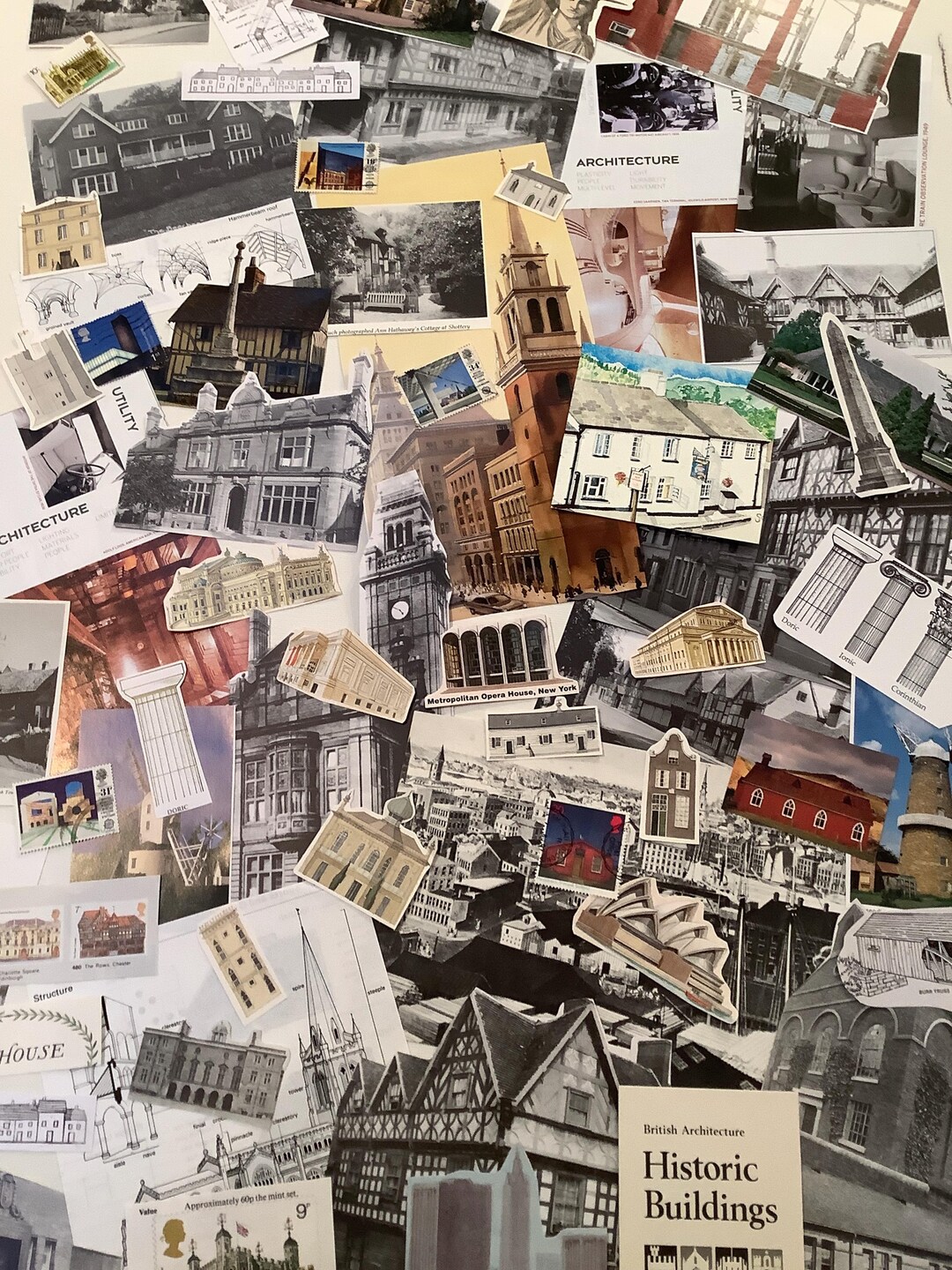 Vintage Architecture Cut Outs, 50 Pieces, Buildings, Paper Ephemera ...