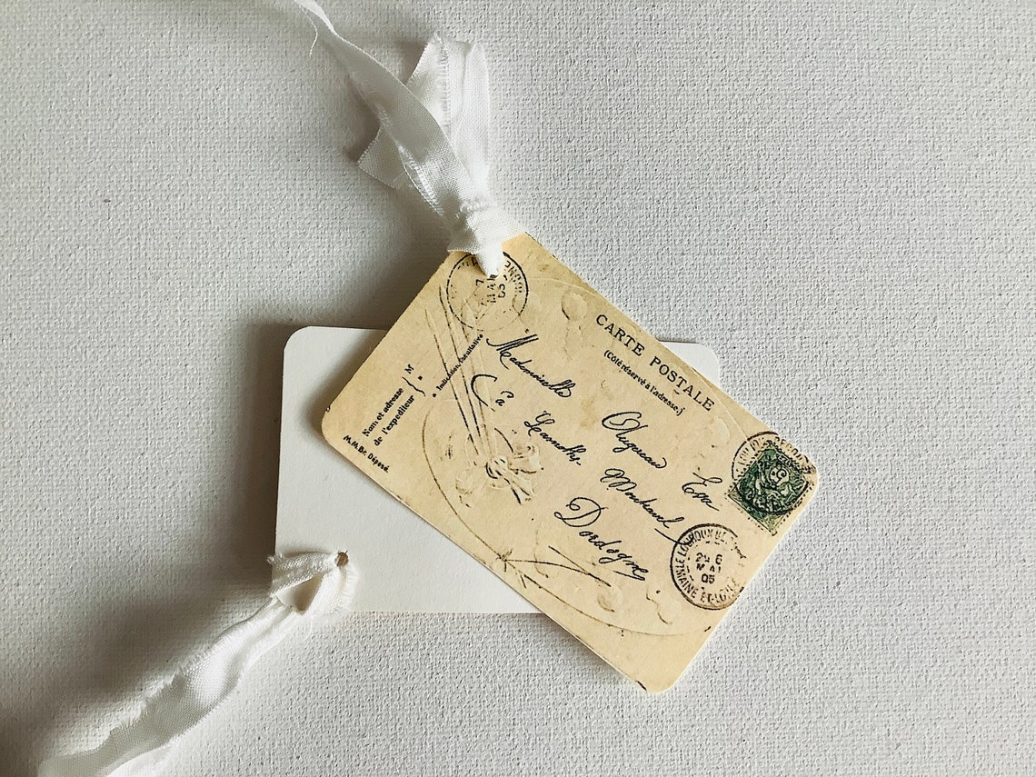 8 X Vintage French Postcard Inspired Gift Tags Journaling - Etsy