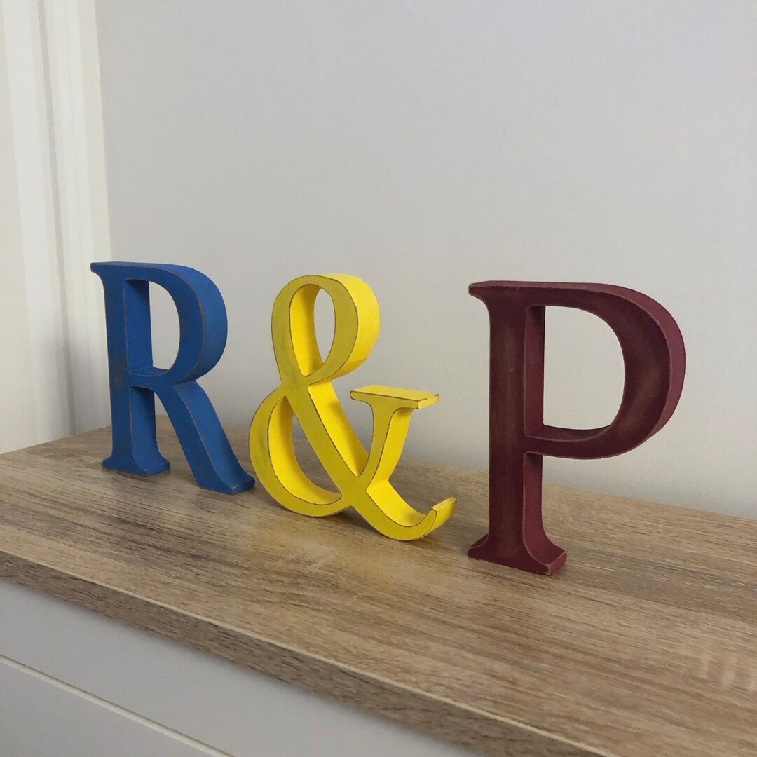Painted Wooden Freestanding Letters | Nursery, Wedding Decor - Etsy