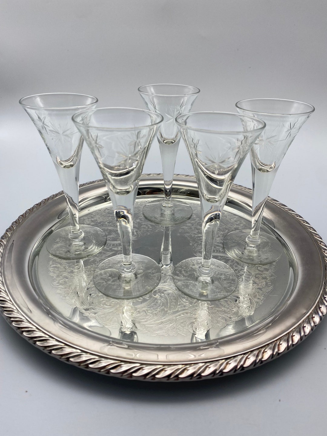 5 MCM Vintage Atomic Star Cut Glass Liqueur Glasses Aperitif - Etsy
