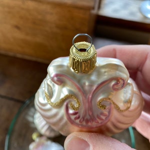 Cream Glass Shell Ornament Pink and Gold Detail From Germany - Etsy