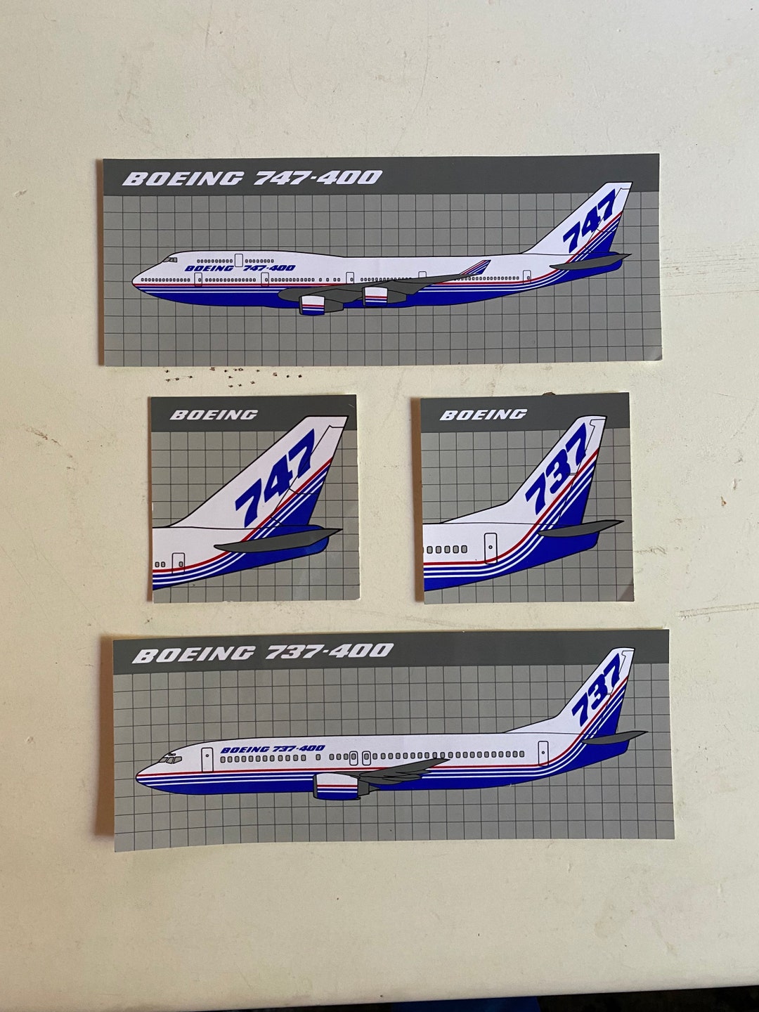 Boeing 747-400 737-400 Airplane Stickers Vintage 80s 90s Tail or Full ...