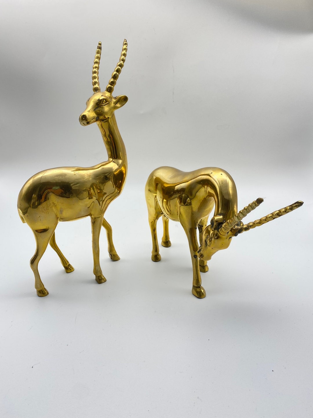 Pair of Brass Standing Antelope Figures 11 Inches Tall - Etsy