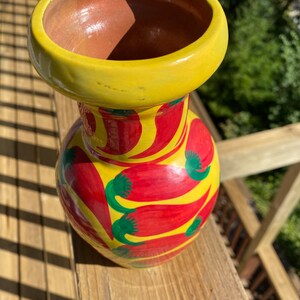 Red Hot Chili Pepper Painted Ceramic Terra Cotta Vase Vintage Hand ...