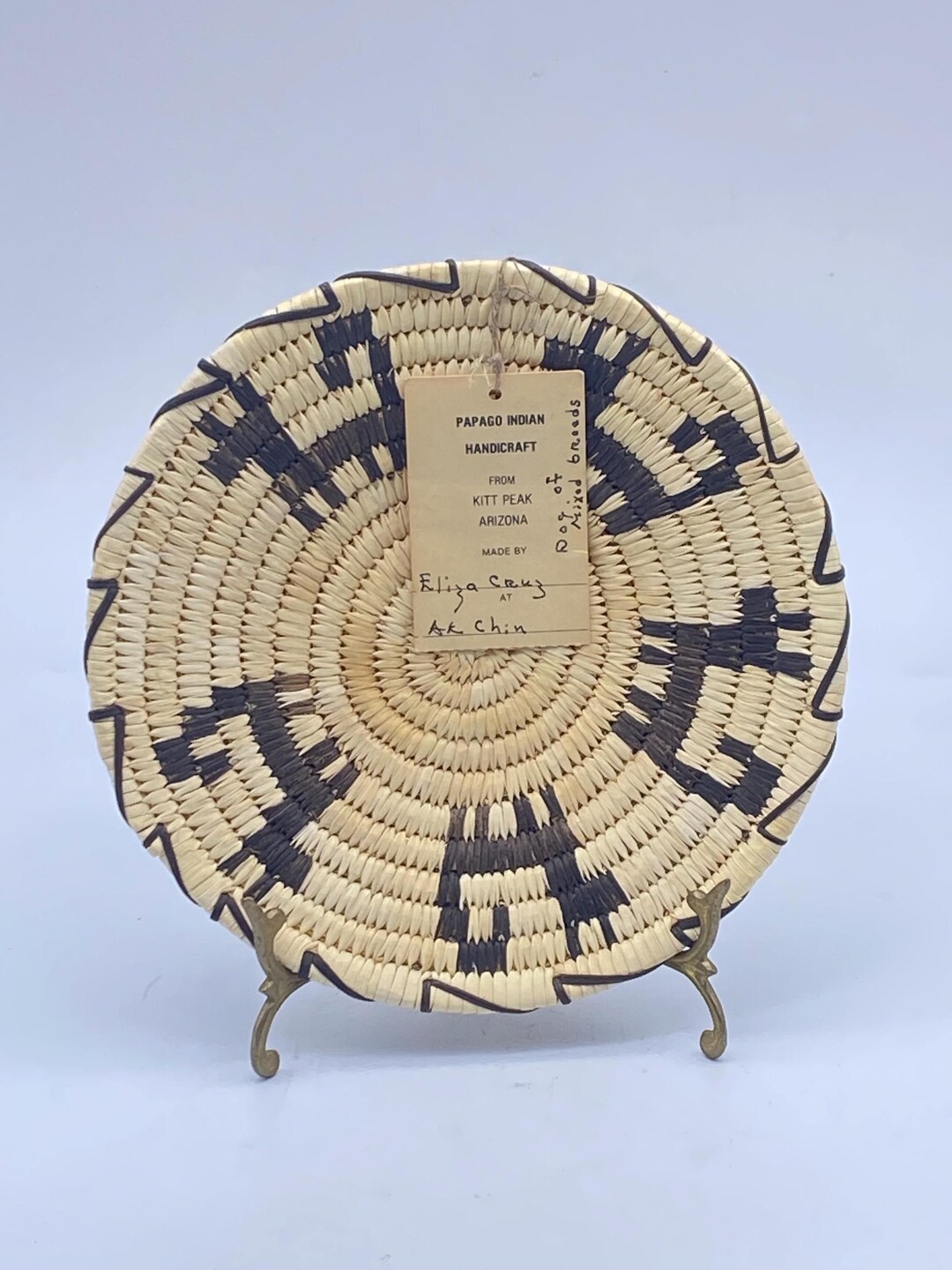 Papago Indian Handcraft Coil Basket From Kit Peak Arizona Dog of Mixed ...