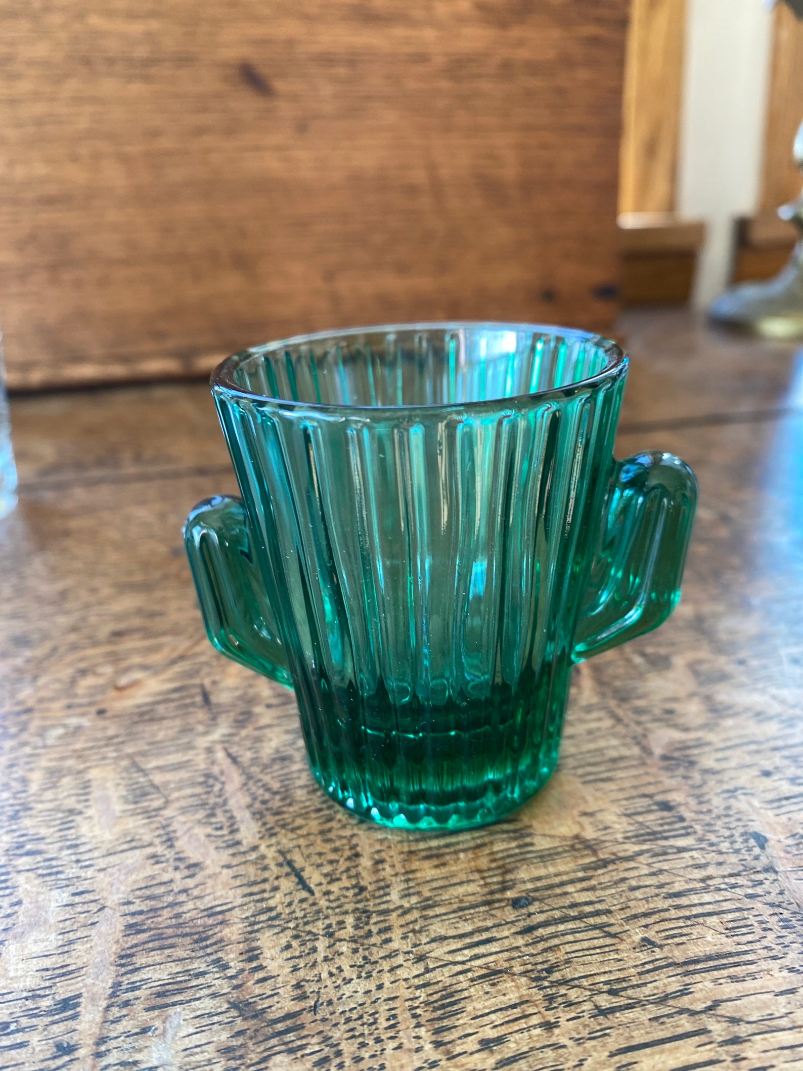 Green Glass Cactus Stem Margarita Glasses / Pitcher Vintage - Etsy