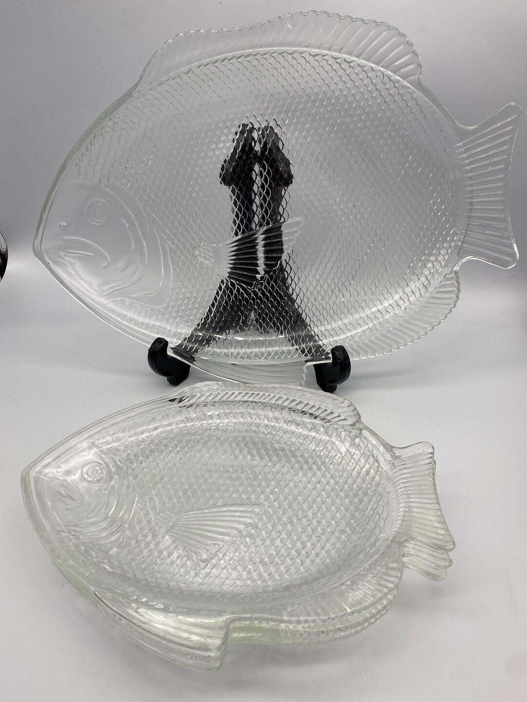 Vintage Glass Fish Plates and Platter ARCOROC POISSON USA - Etsy