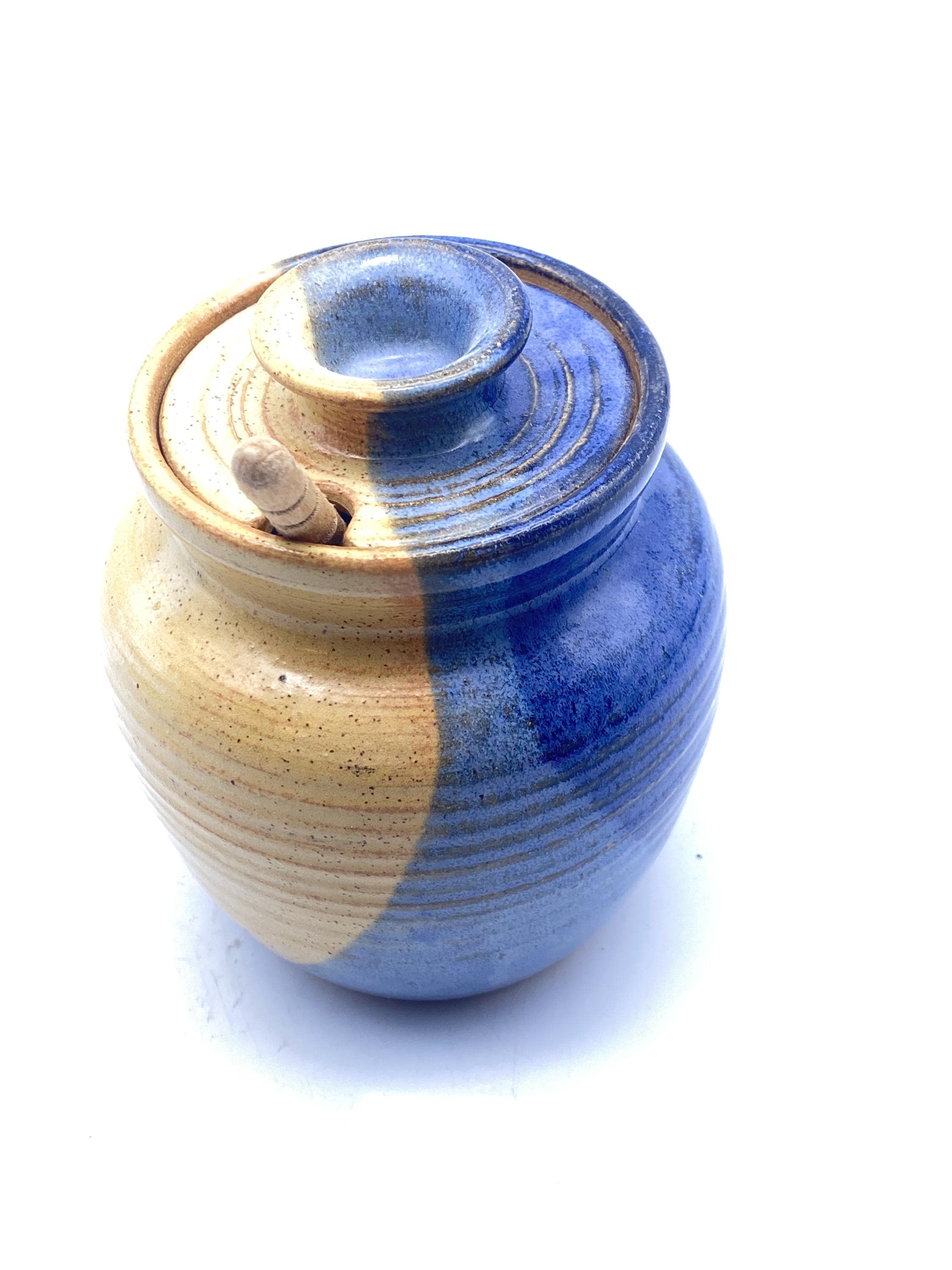 Pysht Pot Pottery Honey Pot With Lid and Wooden Honey Spoon Signed Rare ...