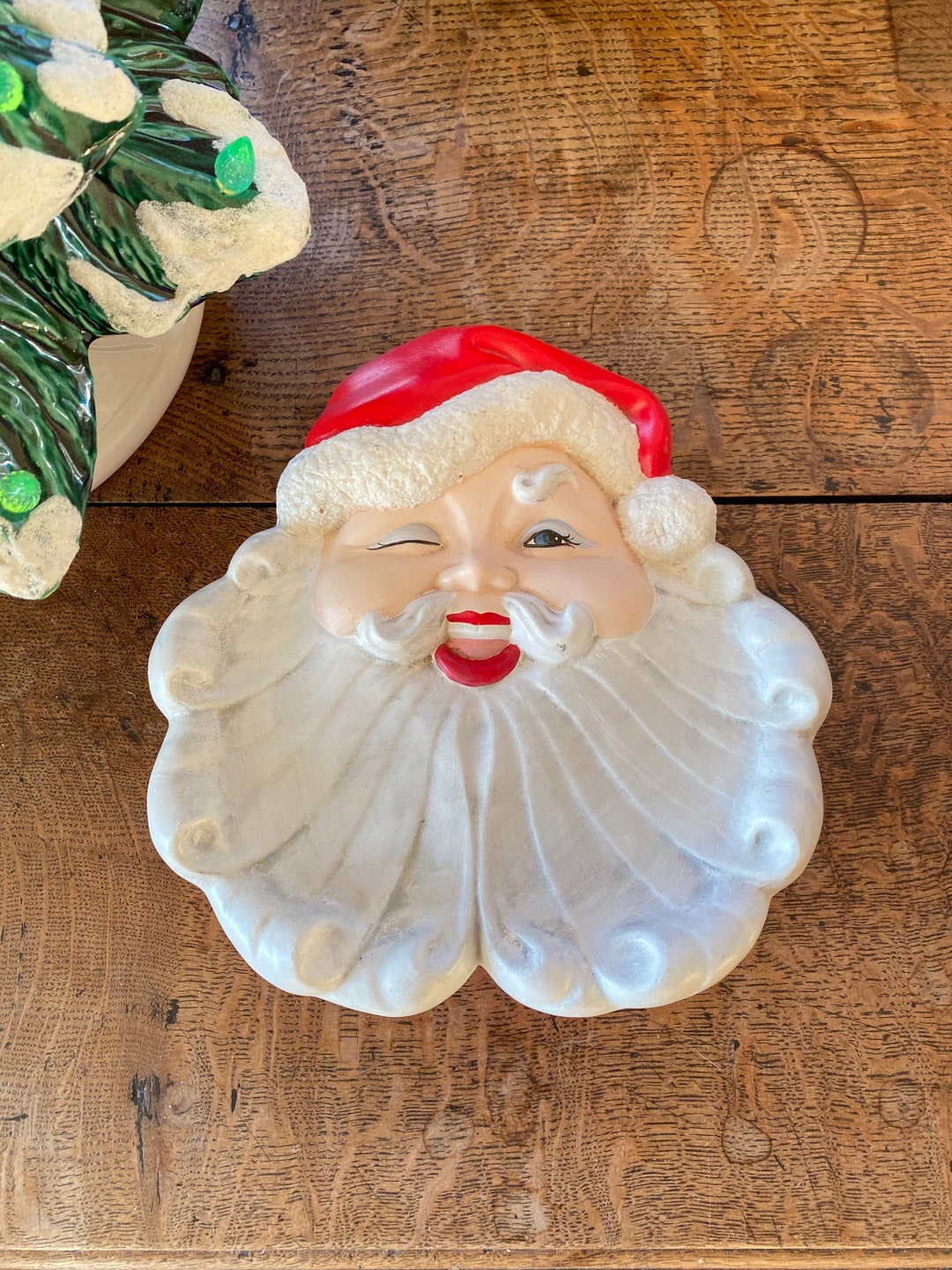 Vintage MCM Lidded Santa Face Trinket Box Hand Painted Ceramic - Etsy