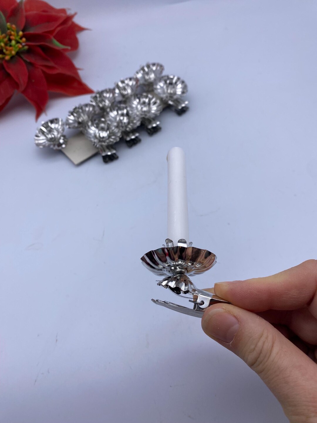 10 Christmas Tree Clip-on Candle Holders With 10 Candles Vintage ...