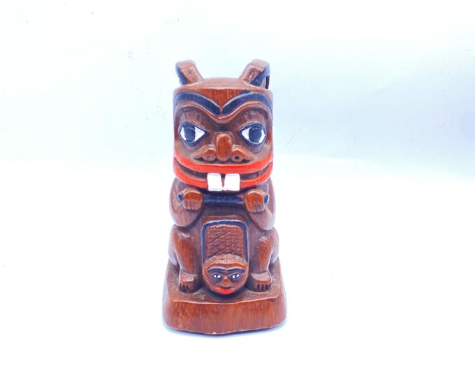 Haida Beaver Totem Crafted by Shamans BC, Canada Resin Bookend NW ...