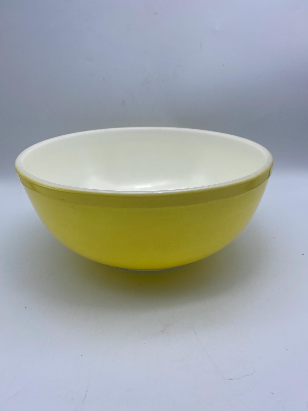 Vintage Pyrex 404 Primary Yellow Mixing Bowl TM Reg. 4 Quart Nesting ...