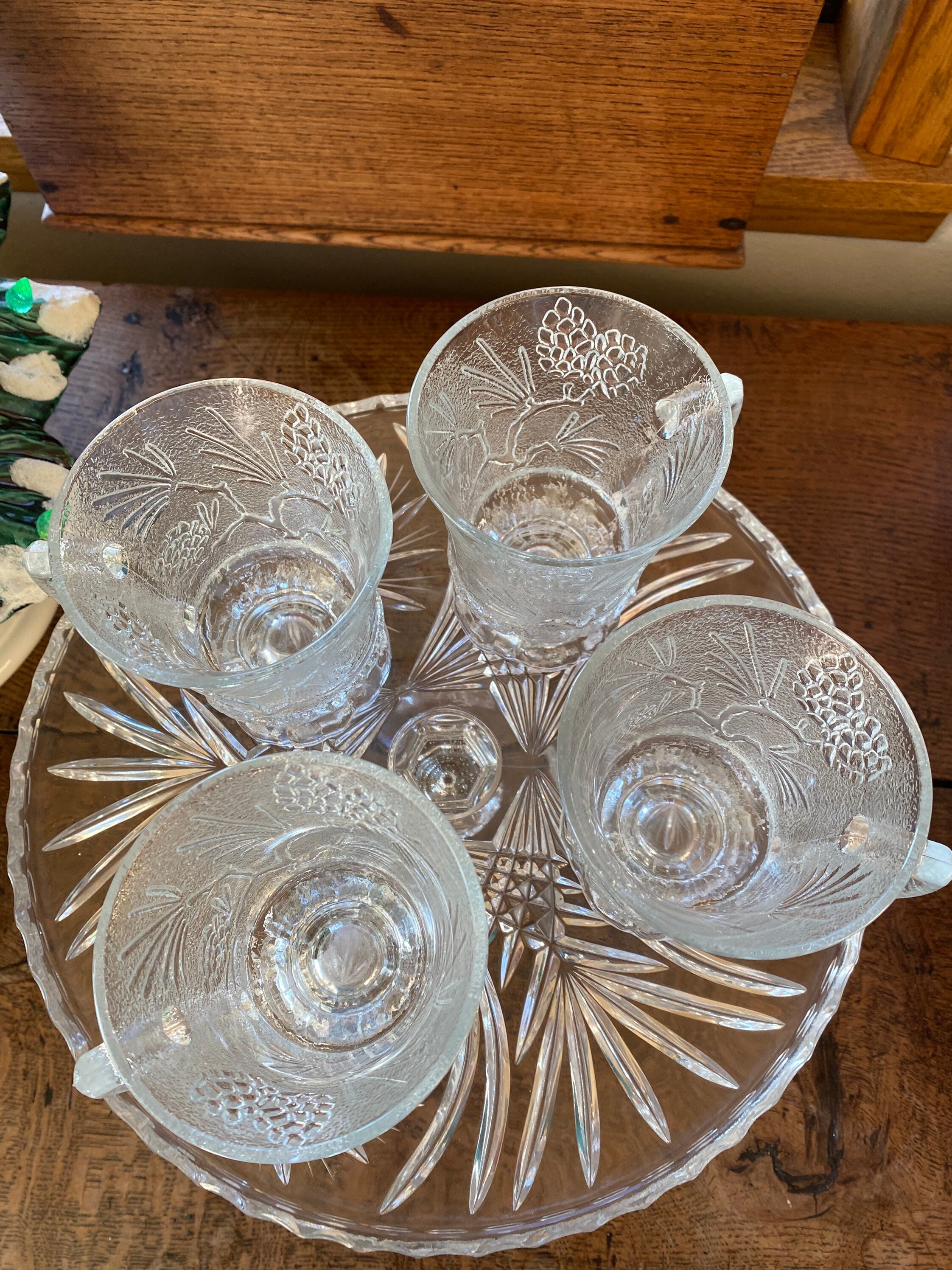 Vintage Tiara Glass Ponderosa Pine Mugs Cups Punch Coffee Hot - Etsy