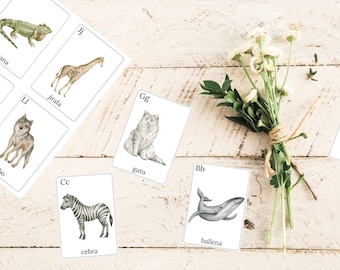 Spanish Animal Alphabet Flashcards - Etsy UK