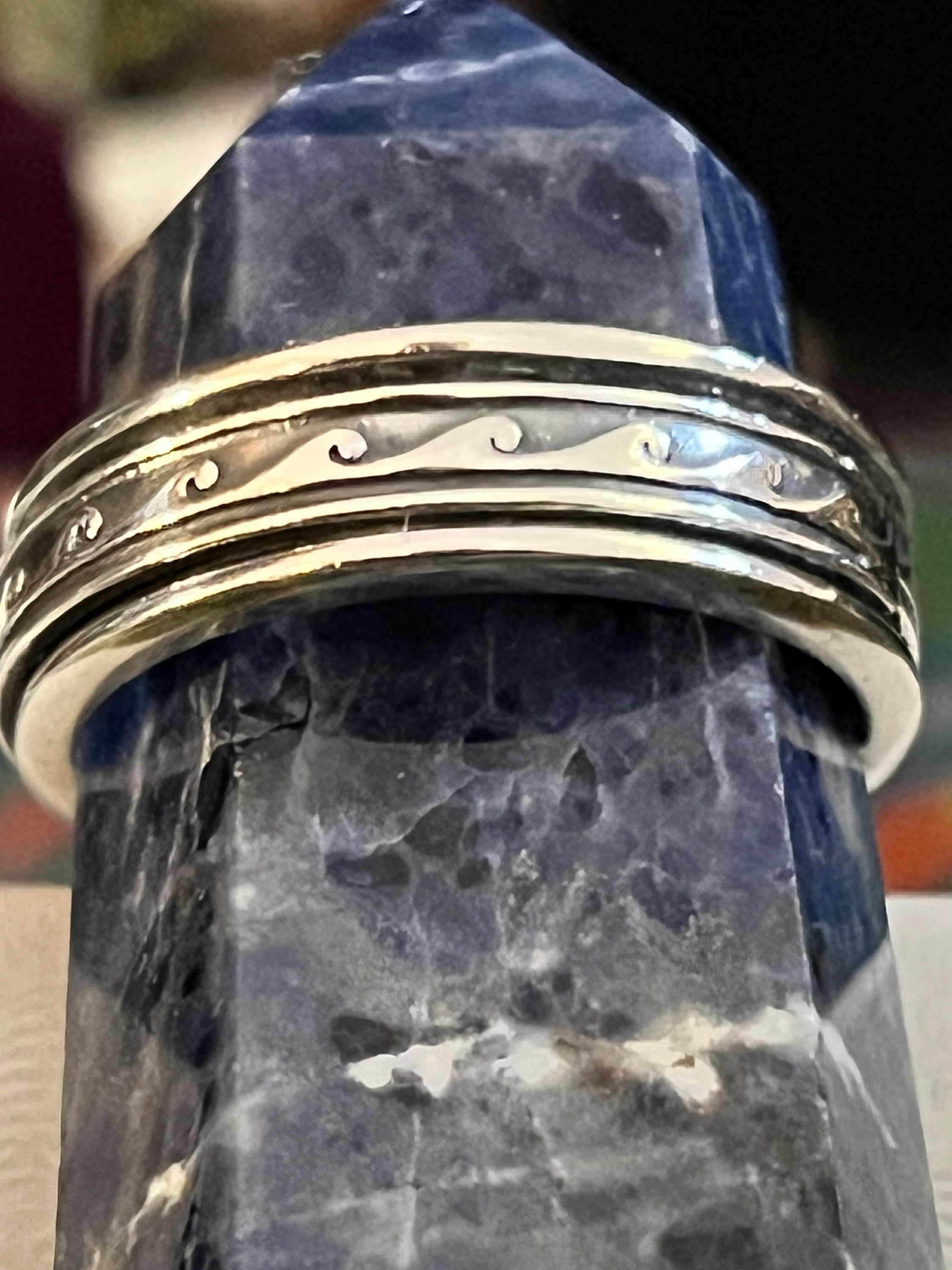 Men’s Sterling Wave Spinner Ring - Etsy
