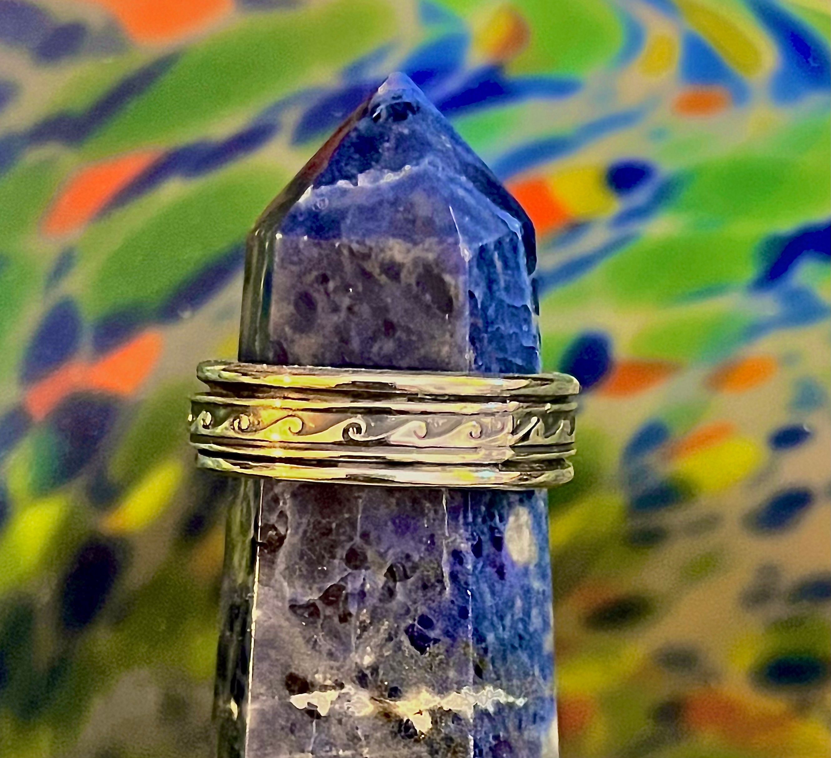 Men’s Sterling Wave Spinner Ring - Etsy