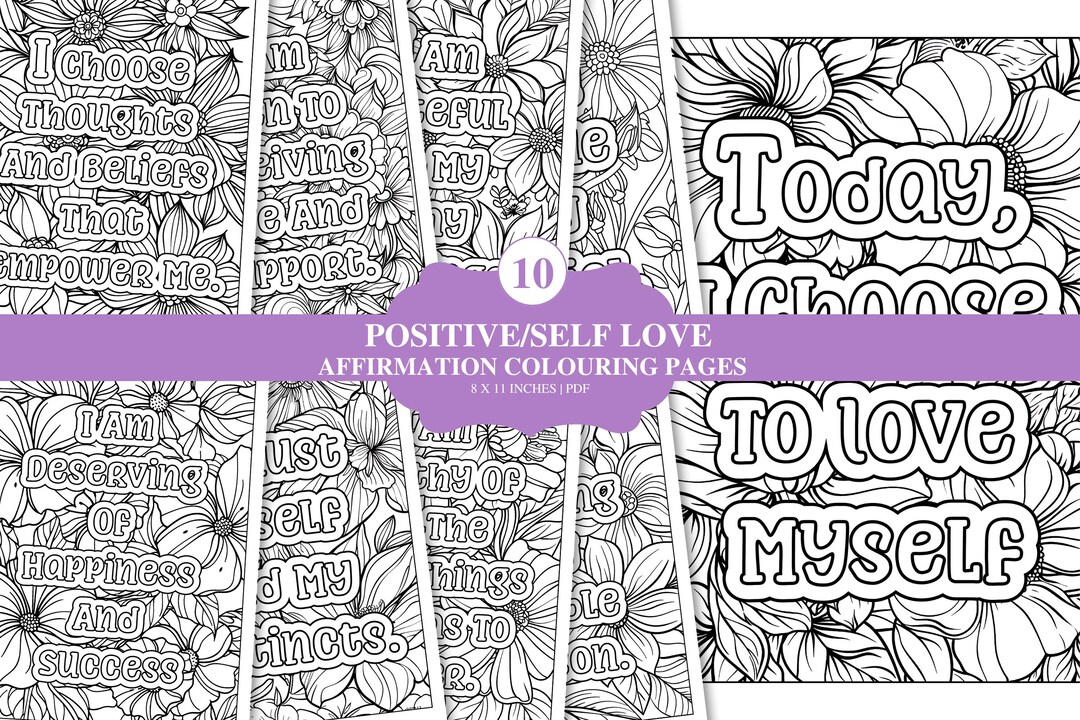 Positive Affirmation Colouring Book | 10 Pages With Bonus Journal ...