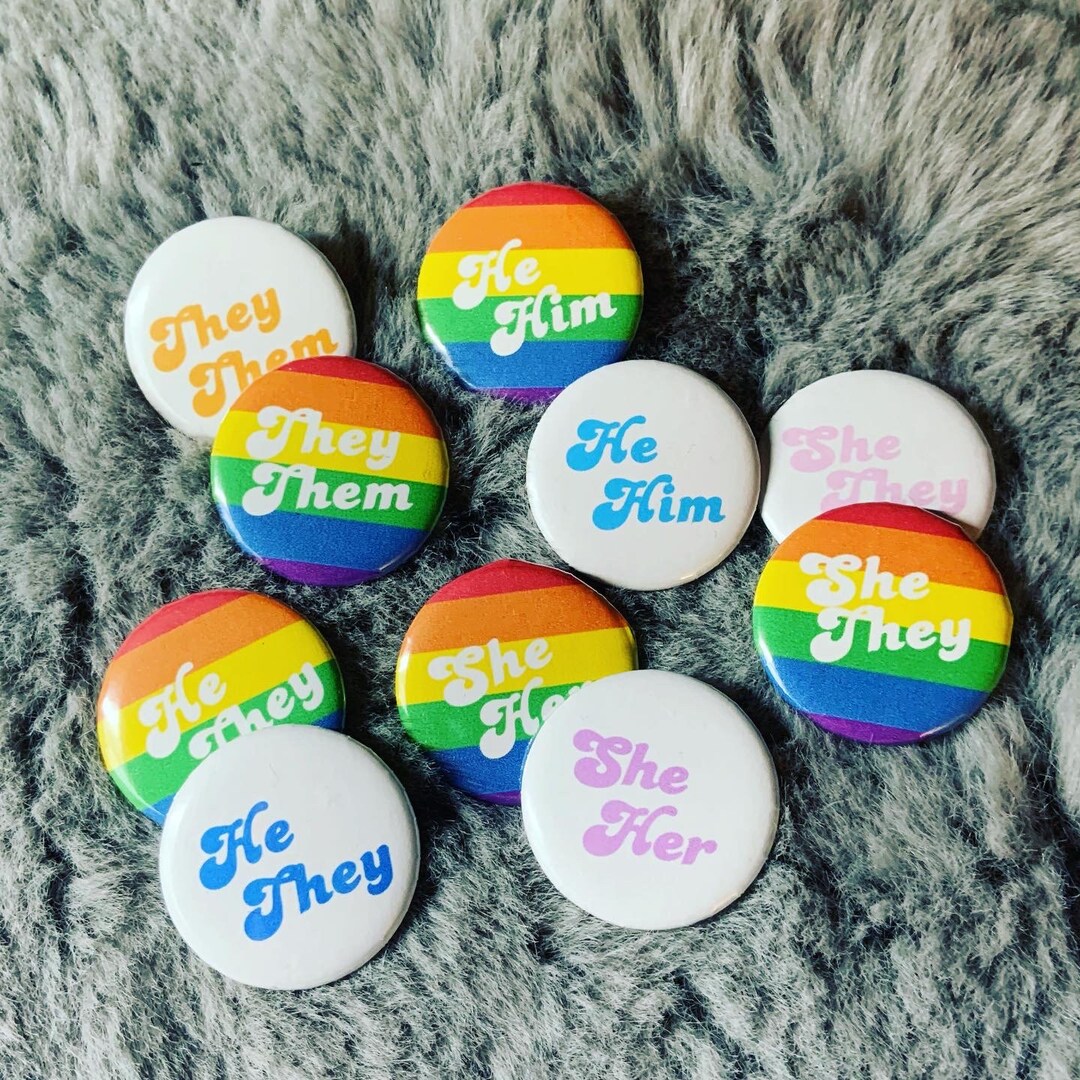 Pronoun Pins, Button Pins, Pronoun Buttons, Pride Pins, Pride Gift - Etsy
