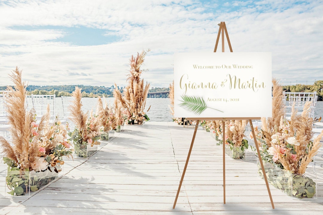 Wedding Welcome Sign, Green Leaves Wedding Welcome, Custom and ...