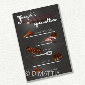 BBQ Menu Wall Art, BBQ Dinner Menu Sign, Chalkboard Sign, Custom and ...