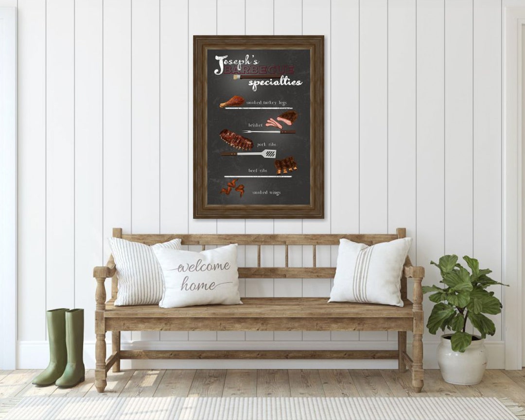 BBQ Menu Wall Art, BBQ Dinner Menu Sign, Chalkboard Sign, Custom and ...