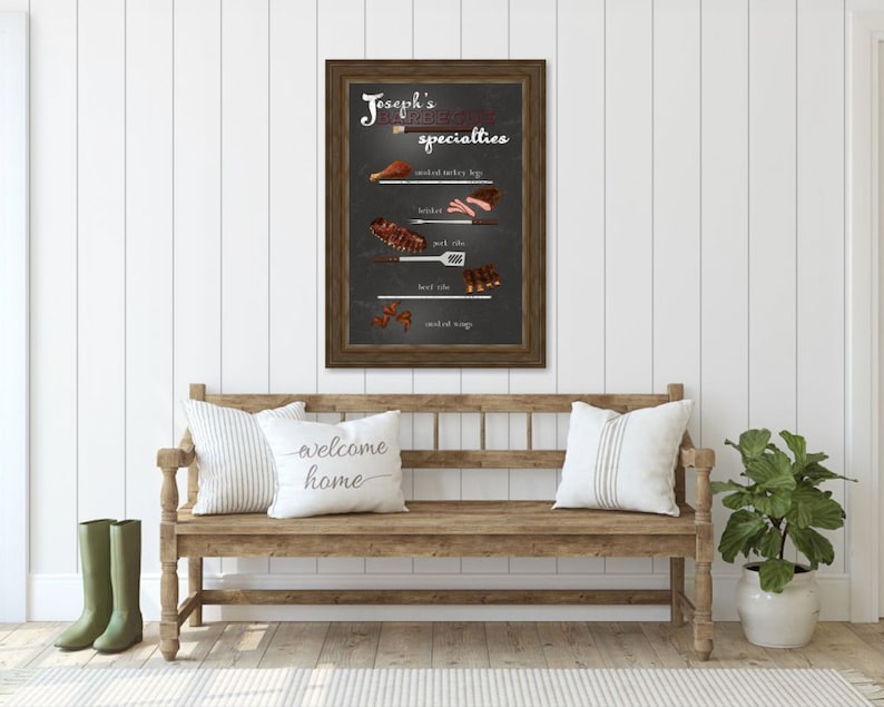 BBQ Menu Wall Art, BBQ Dinner Menu Sign, Chalkboard Sign, Custom and ...