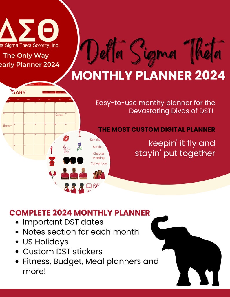 Delta Sigma Theta Monthly Planner 2024 - Etsy