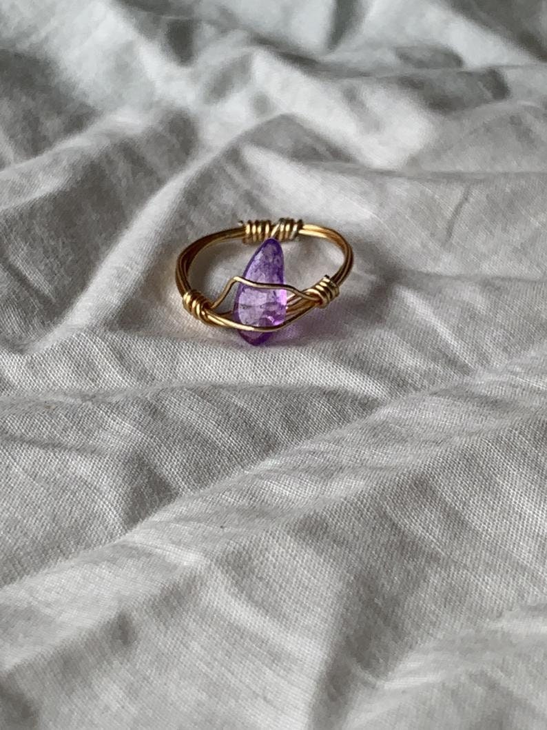 Crystal Wire Rings-natural Gemstone Wire Rings-crystal - Etsy