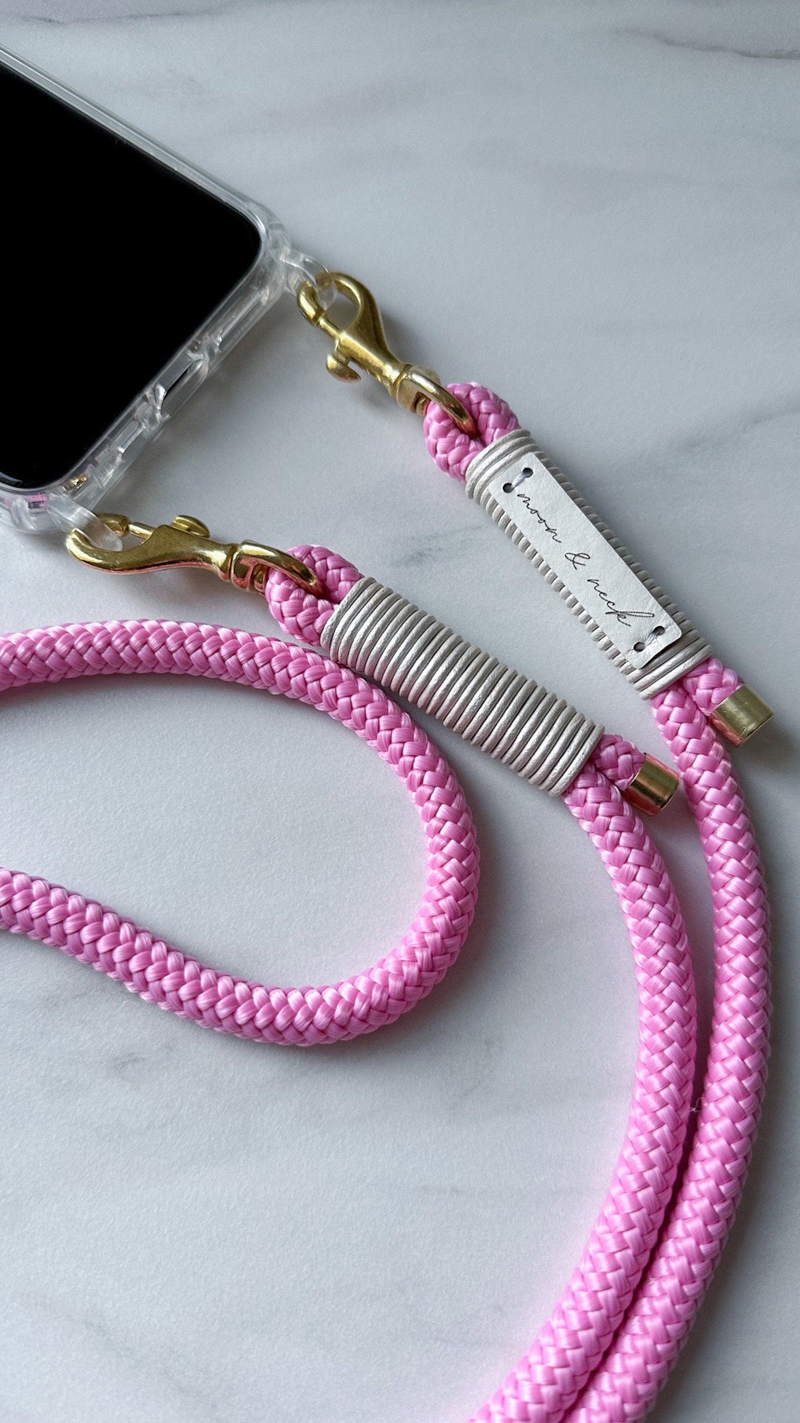 Mobile Phone Chain “barbie” in Pink With Gold Carabiner and Mobile ...