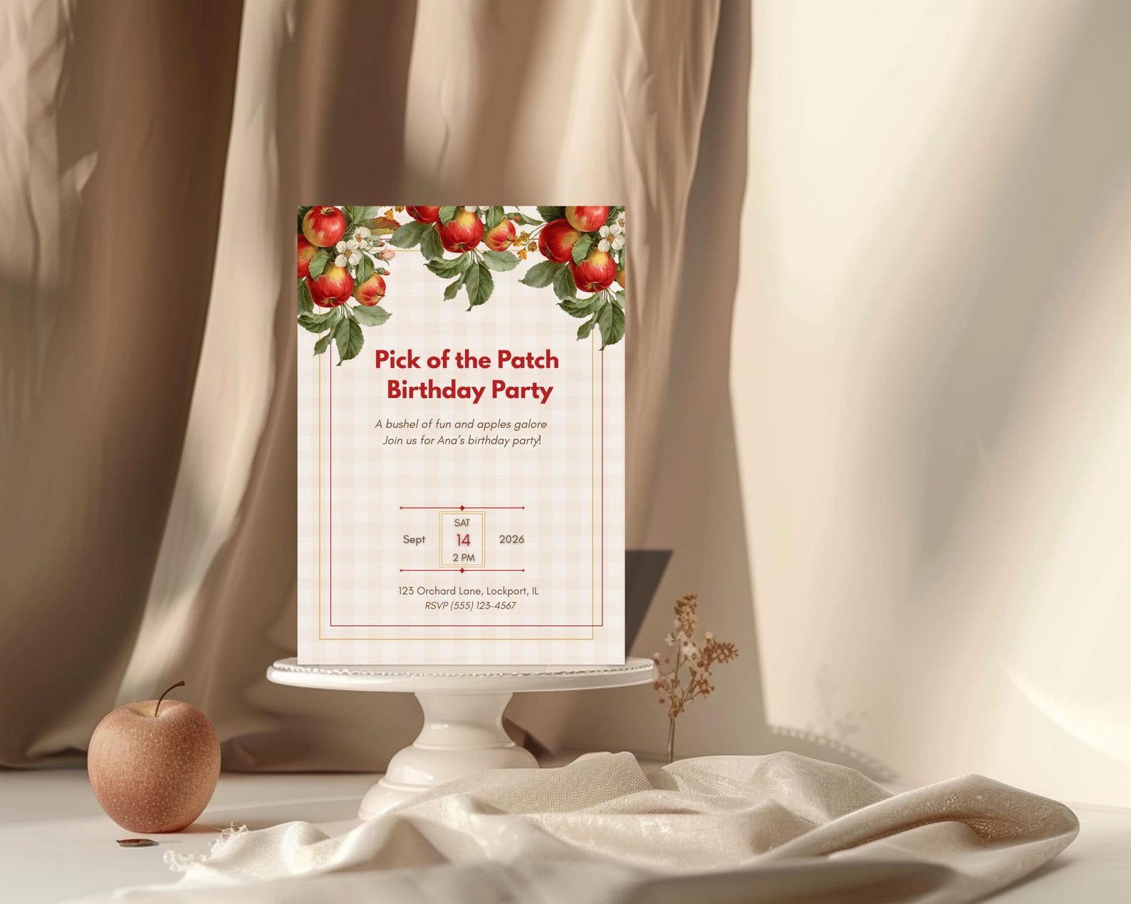 Apple Orchard Birthday Invitation Autumn Party Invite 5x7 Editable ...