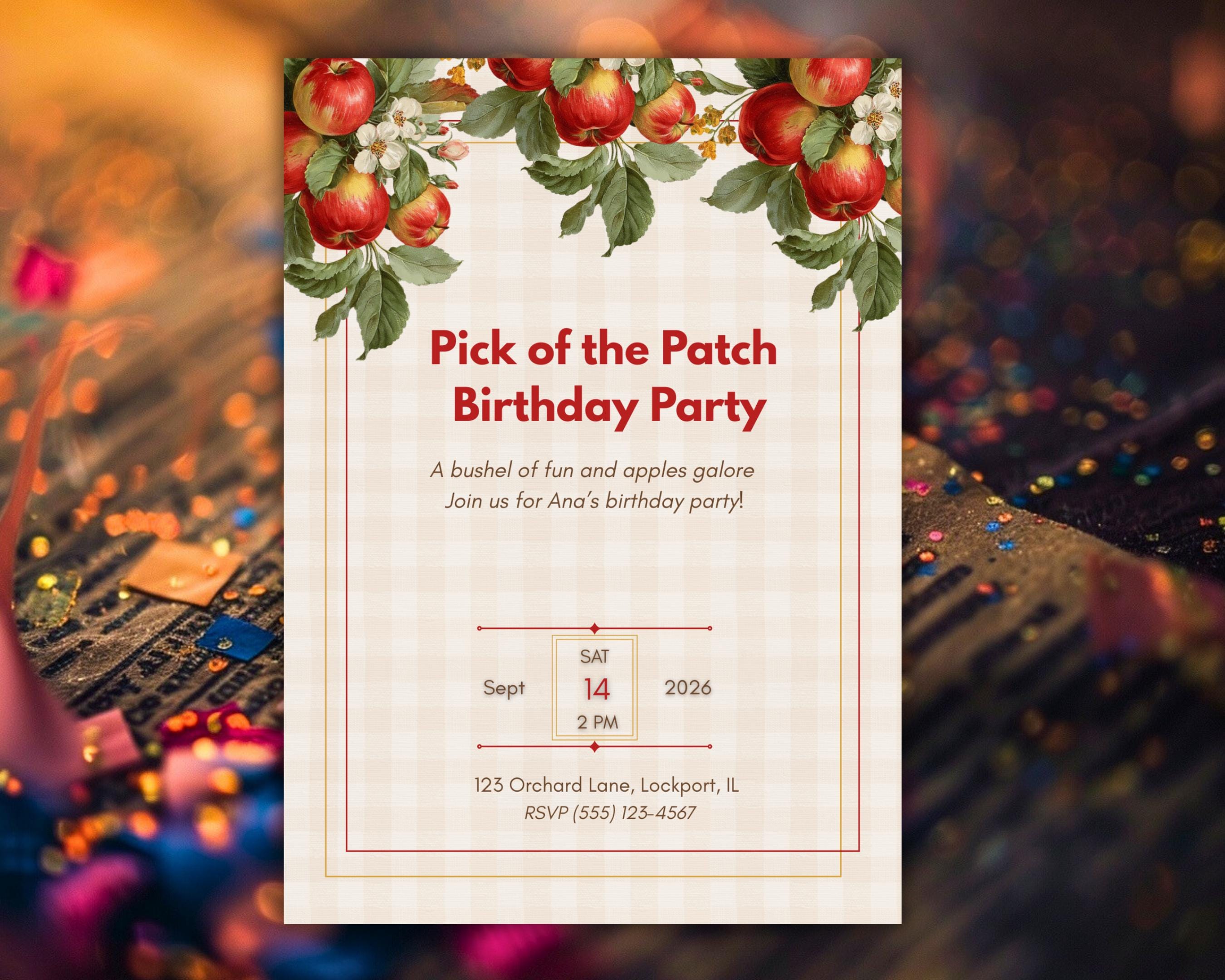 Apple Orchard Birthday Invitation Autumn Party Invite 5x7 Editable ...
