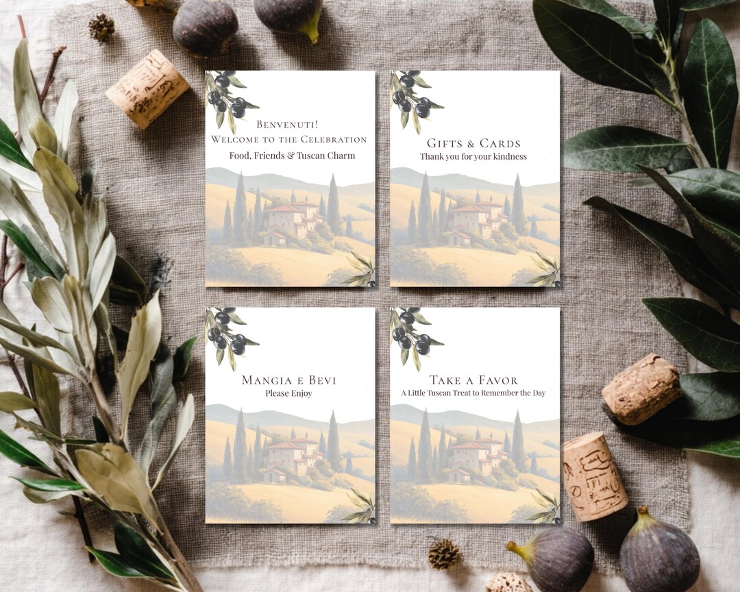 Tuscan Autumn Party Signs Italian Vineyard Celebration Printable Decor ...
