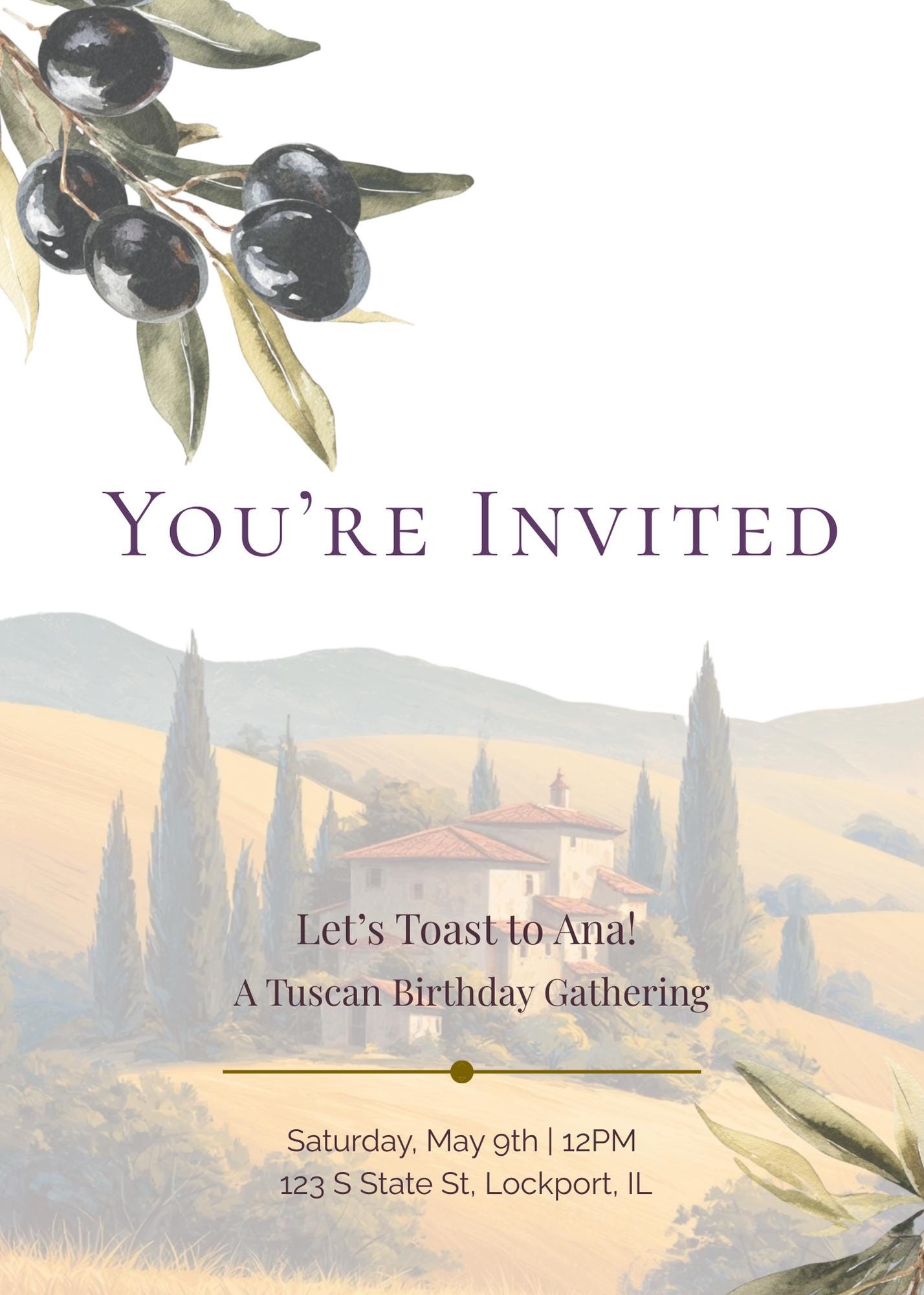 Italian Vineyard Invitation Tuscan Autumn Birthday Party Editable Canva ...