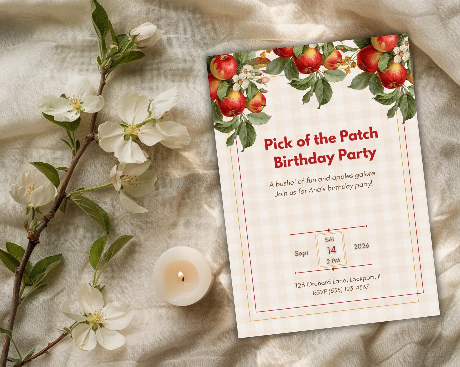 Apple Orchard Birthday Invitation Autumn Party Invite 5x7 Editable ...