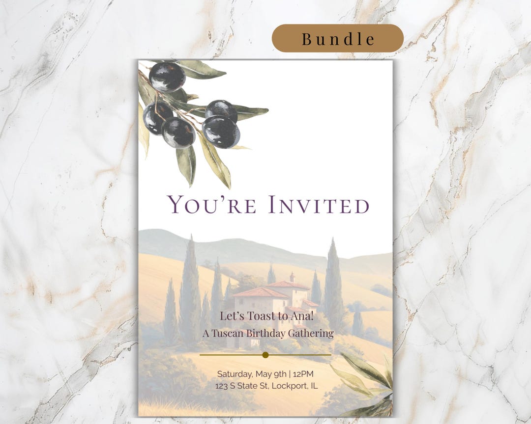Tuscan Autumn Celebration Bundle Birthday Invitation Thank You Party ...