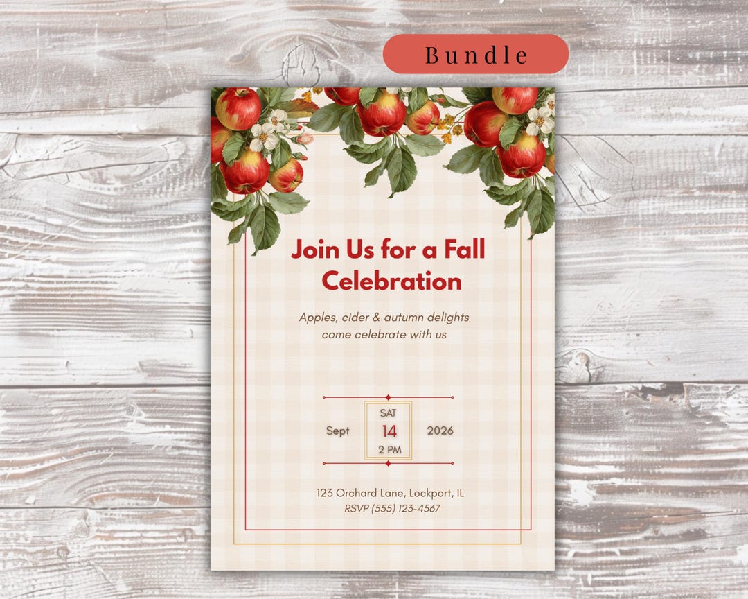 Apple Orchard Fall Gathering Party Bundle Invitation Thank You Signs ...