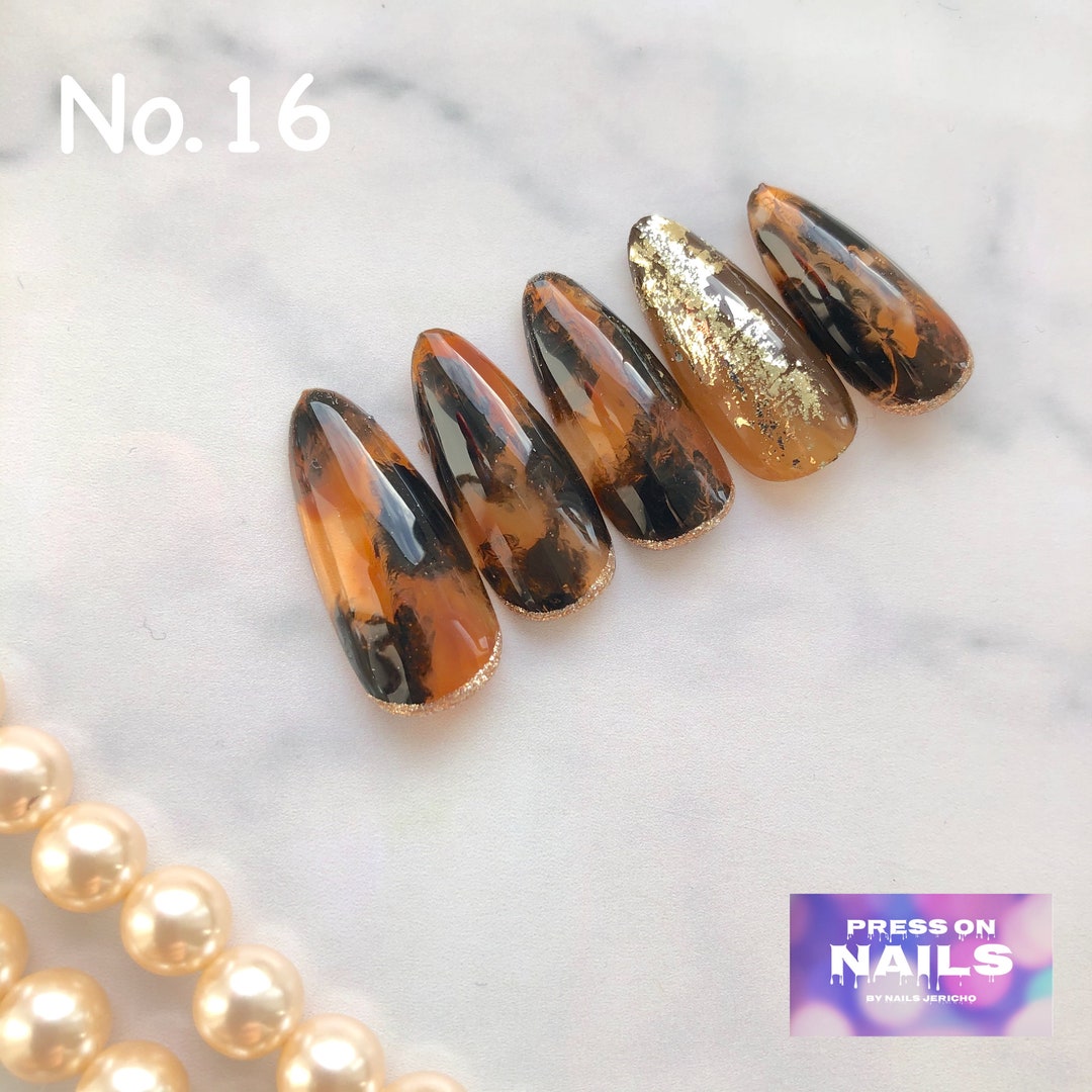 Gel Nail, Tortoise Shell Nail Designs , Gel Nails, Press on Nails - Etsy UK