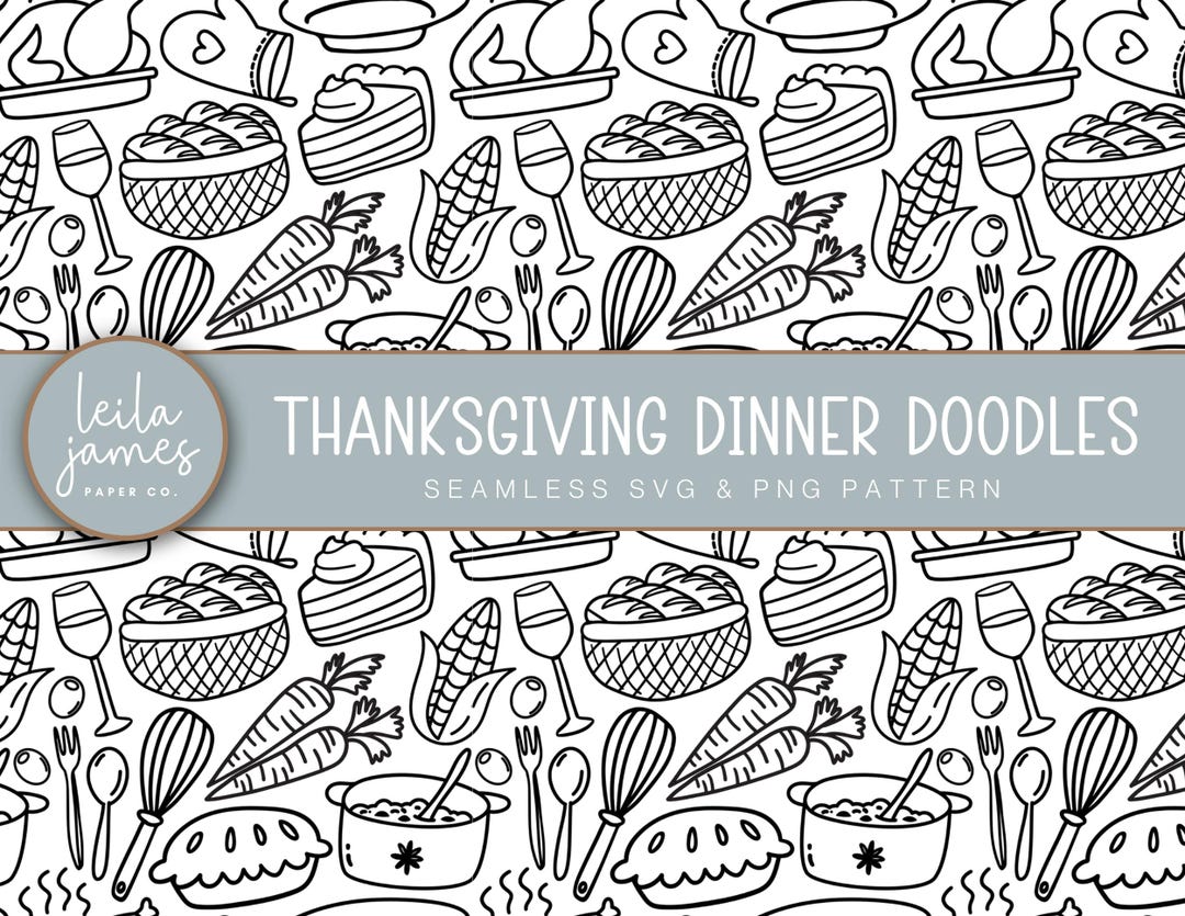 Thanksgiving Dinner Doodles, Seamless SVG Pattern (digital Download) - Etsy