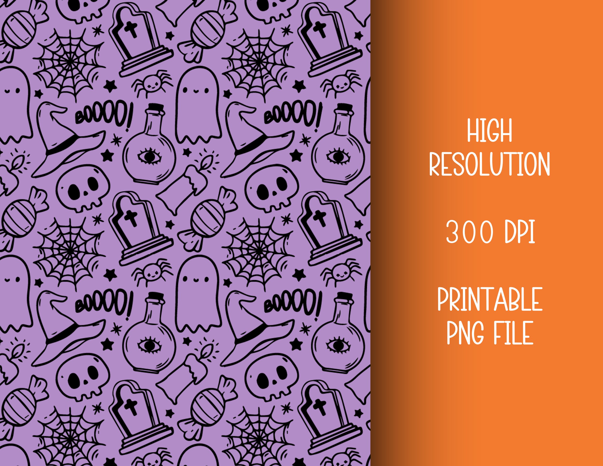 Halloween Doodles Seamless Pattern, SVG PNG, Laser Cut File - Etsy