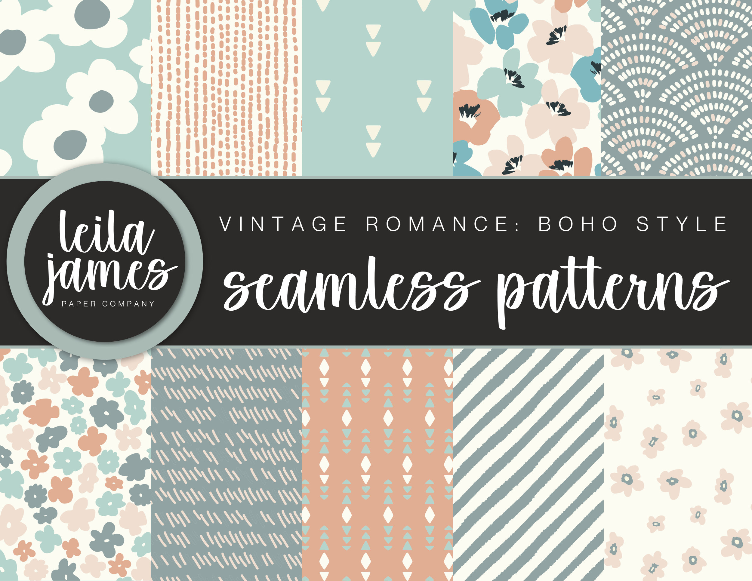10 Seamless Boho Digital Papers, Boho Patterns, Fabric Patterns ...