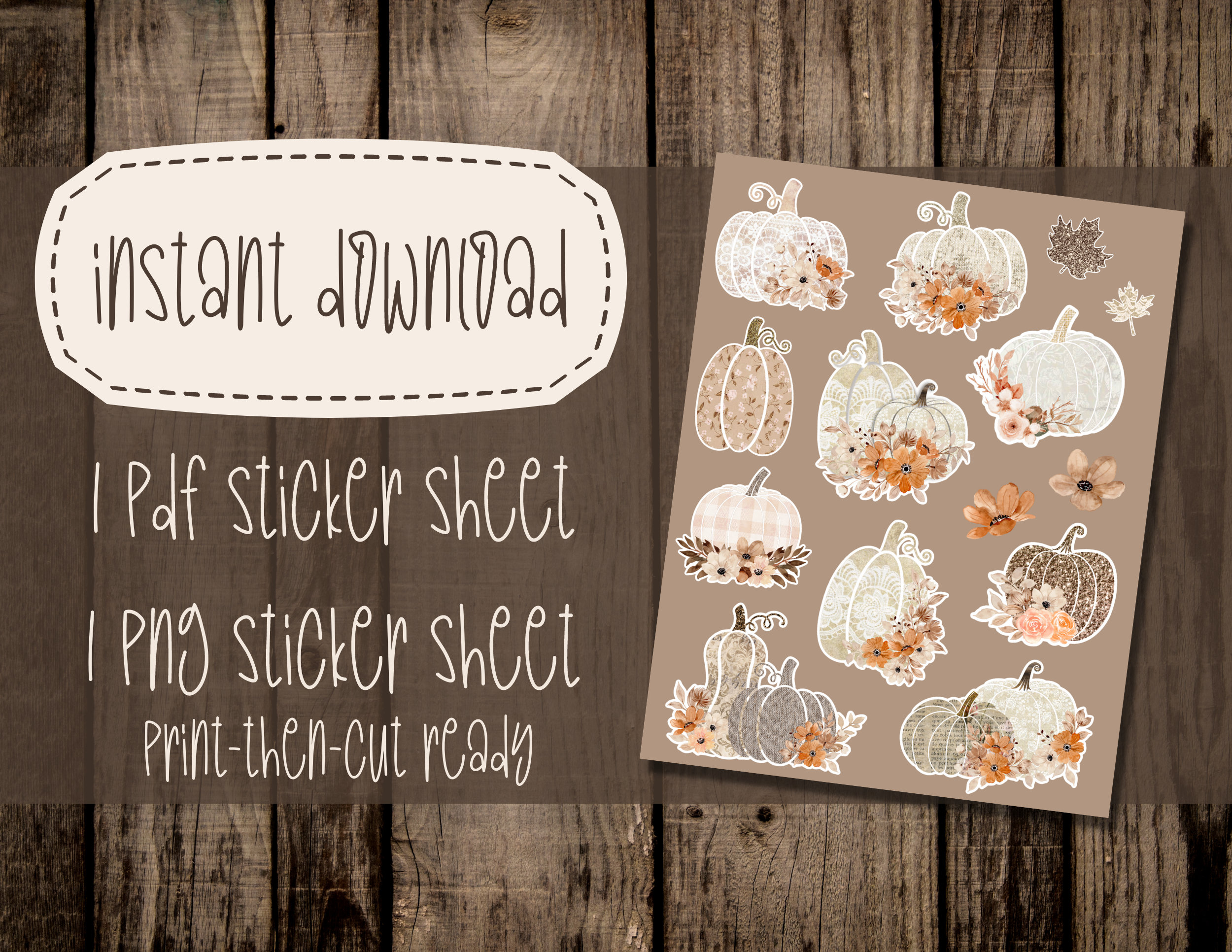 Fall Floral Print & Cut Stickers PNG Sticker Sheet Autumn - Etsy