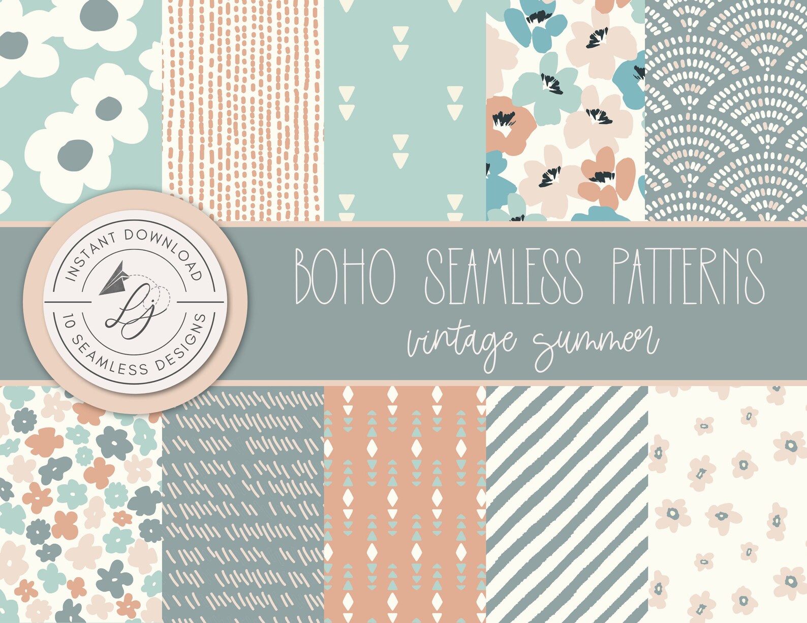 10 Seamless Boho Digital Papers Boho Patterns Fabric - Etsy