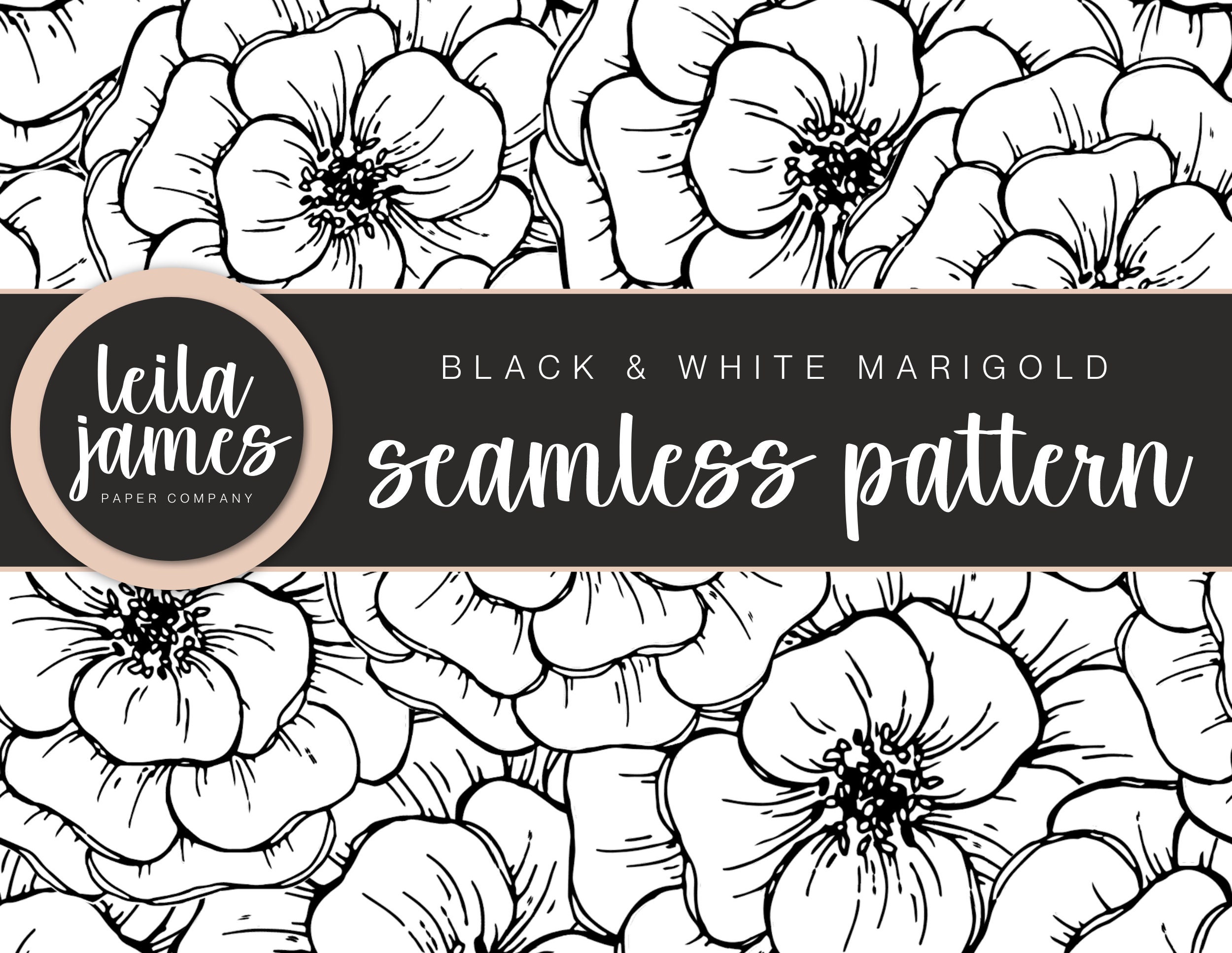 Black and White Digital Paper Seamless Pattern Botanical - Etsy